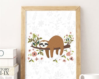 Cartoon sloth | Etsy