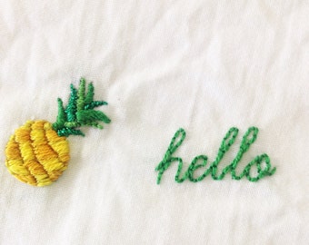 Pineapple embroidery | Etsy