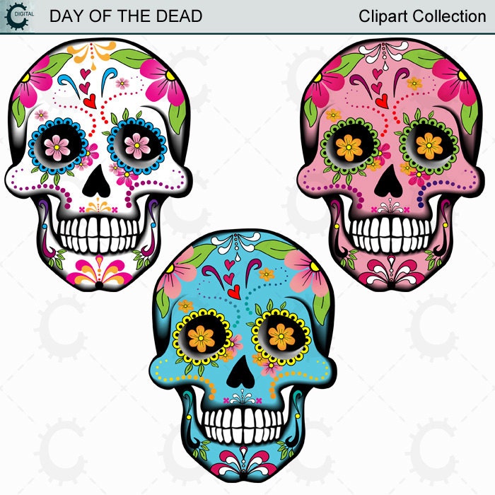 Sugar Skulls Day Of The Dead Clipart Collection
