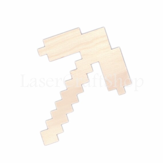 2 34 Minecraft Pickaxe 8-bit Wooden Cutout by LaserCraftShop