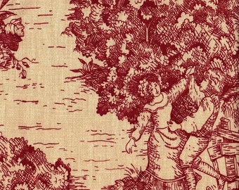 Red toile valance | Etsy