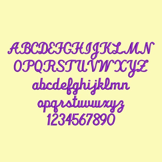 Flair Script Embroidery Fonts 3 Size Embroidery Design Font