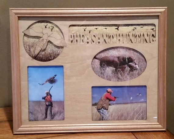 11x14 Pheasant Hunting Laser Engraved Picture Frame with 3