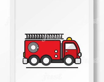 Fire engine wall art | Etsy