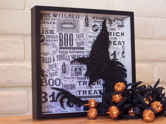 Wicked Witch Shadow Box Halloween Decoration Black Witch