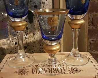 Gold rim stemware | Etsy