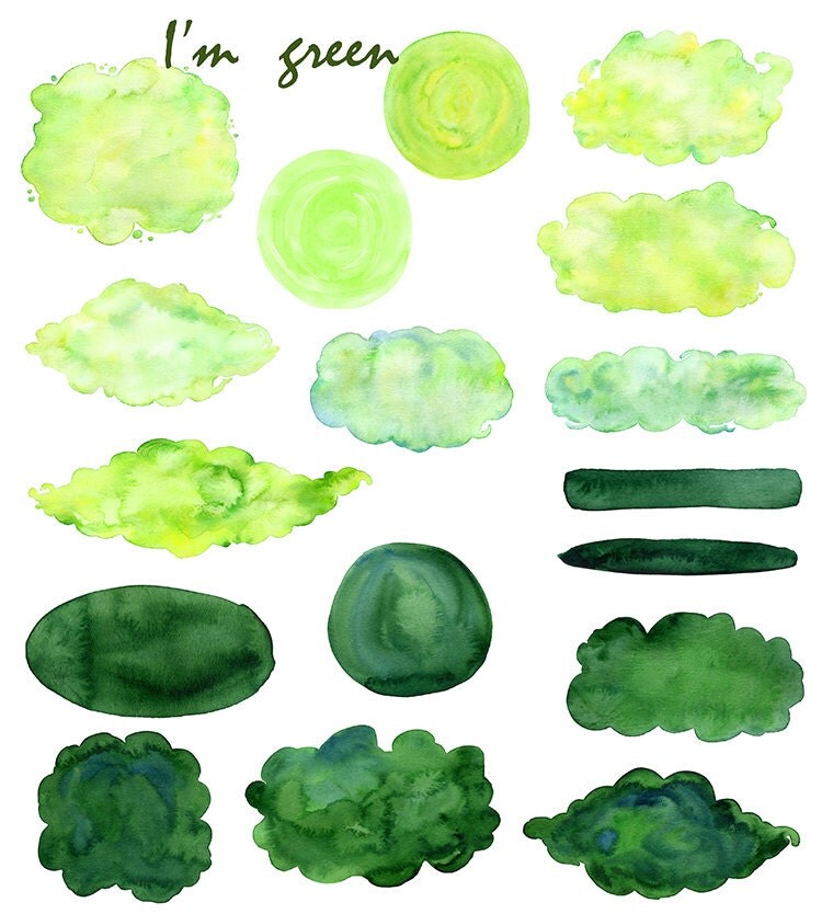 I'm green Watercolor clipart Commercial use hand painted