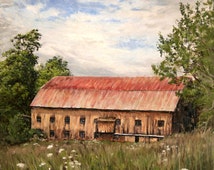 Unique barn oil painting related items | Etsy