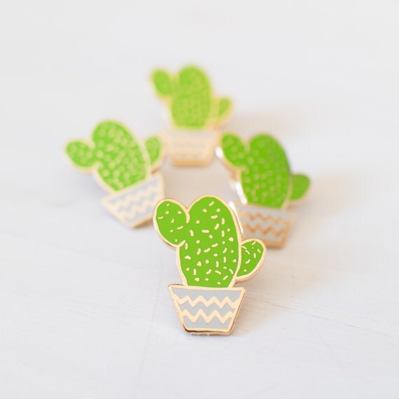 Cactus pin enamel pin lapel pin succulent pin plant