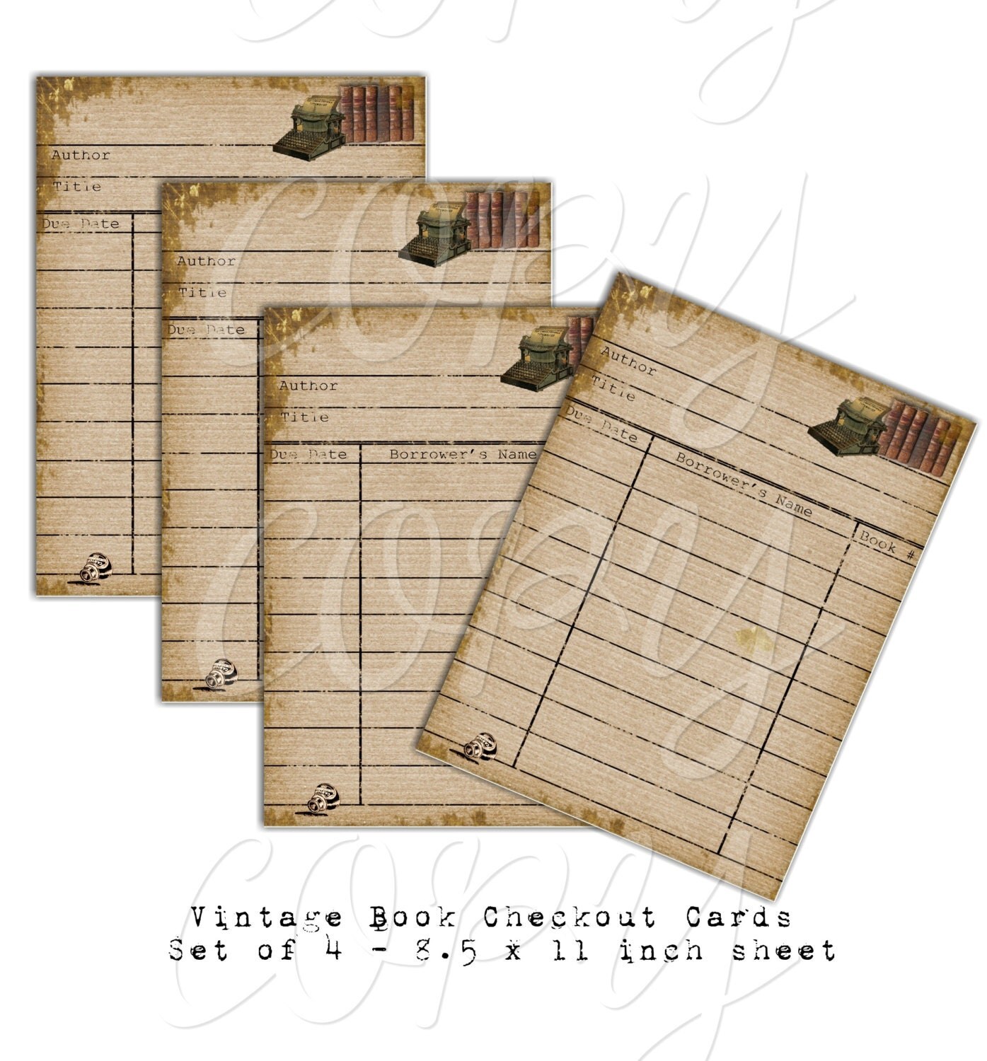 Vintage Book Checkout Cards Printable by CountryAtHeart2008