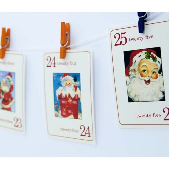 Santa Claus Vintage Retro Style Flashcards by PrettyLittleStudio
