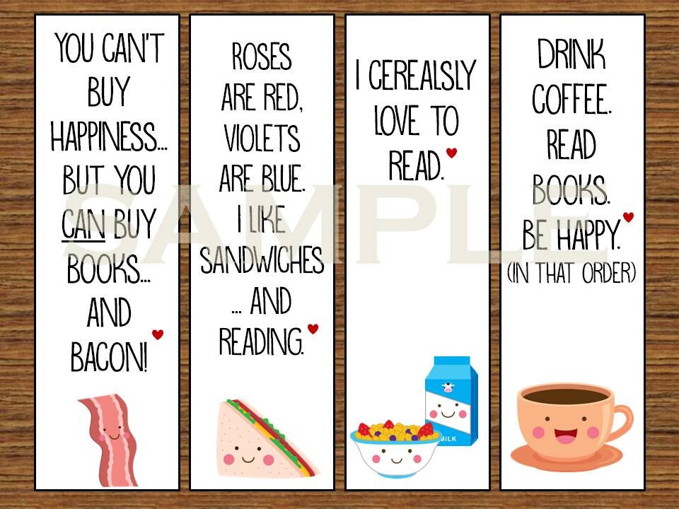 Printable Food Theme Bookmarks from HappeninHooligans on Etsy Studio