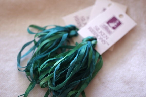 Silken Ribbons 4mm by The ThreadGatherer. SR4 009 Evergreen.