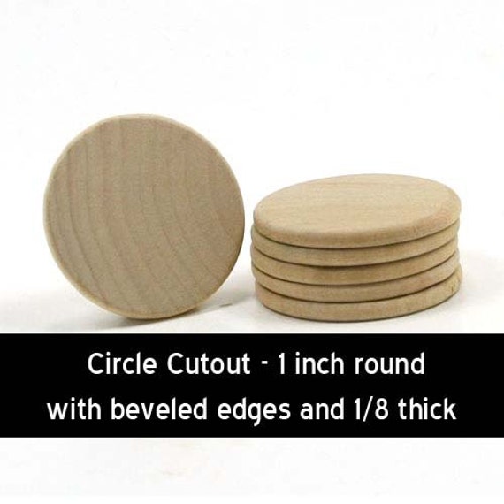 Unfinished Wood Round Circle Disk 1 inch in diameter and 1/8