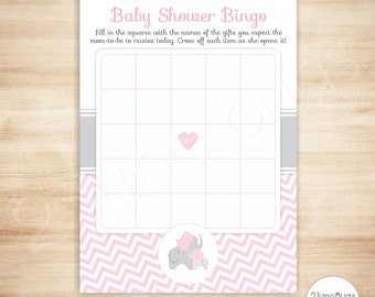 Baby Shower Bingo Cards Baby Shower Games Elephant Baby