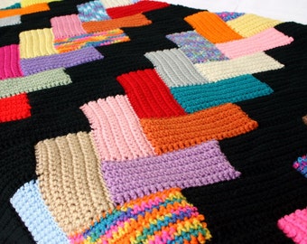 Scrap yarn afghan crocheted stained by lovinghandscrochet on Etsy