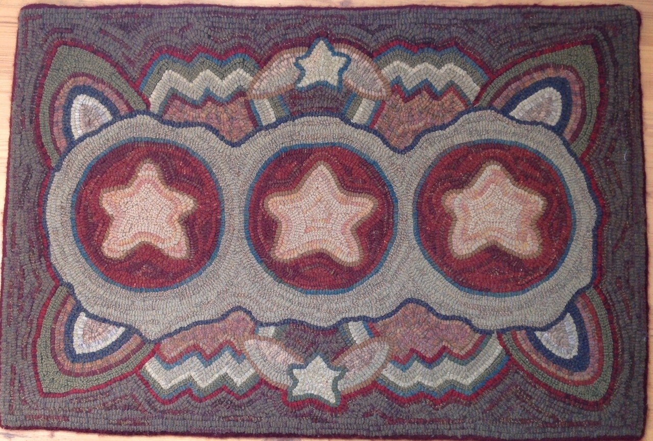 Rug Hooking PATTERN, Primitive Stars, 24 x 36, P106, Primitive Rug ...