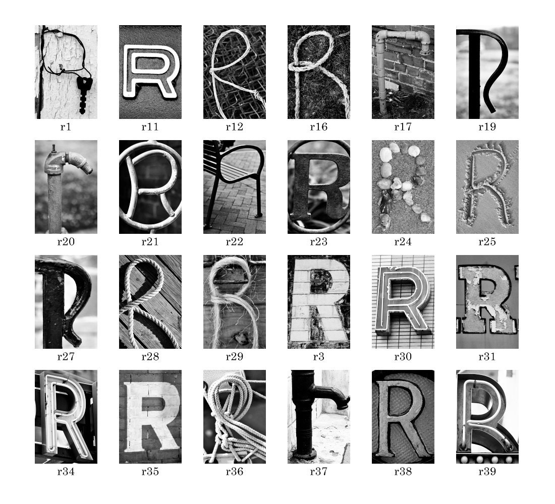 Letter R Alphabet Photography Black & White 4x6 Photo Letter