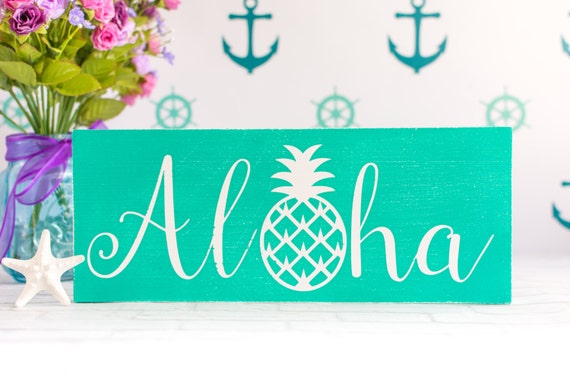 Mahalo Wood Sign Hawaiian Mahalo Painted Wooden Sign