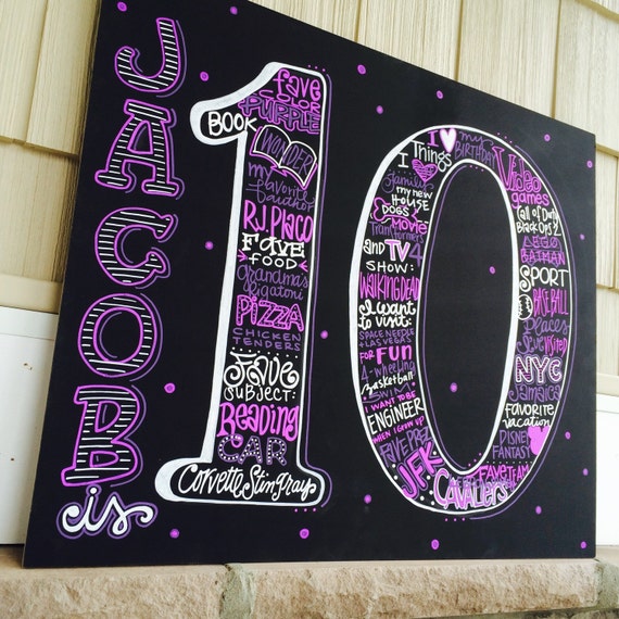 Handwritten double digits Number Chalkboard Birthday Sign