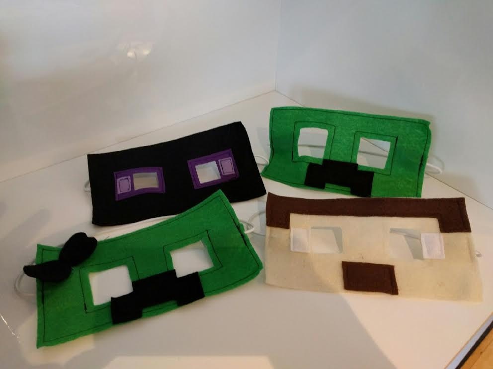 Minecraft Inspired Masks Costume Photo Props Set of 4