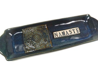 Hand built colorful dishes custom ornaments by MagicMoonPottery