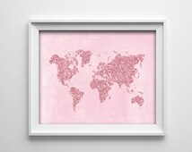 Unique pink world map related items | Etsy