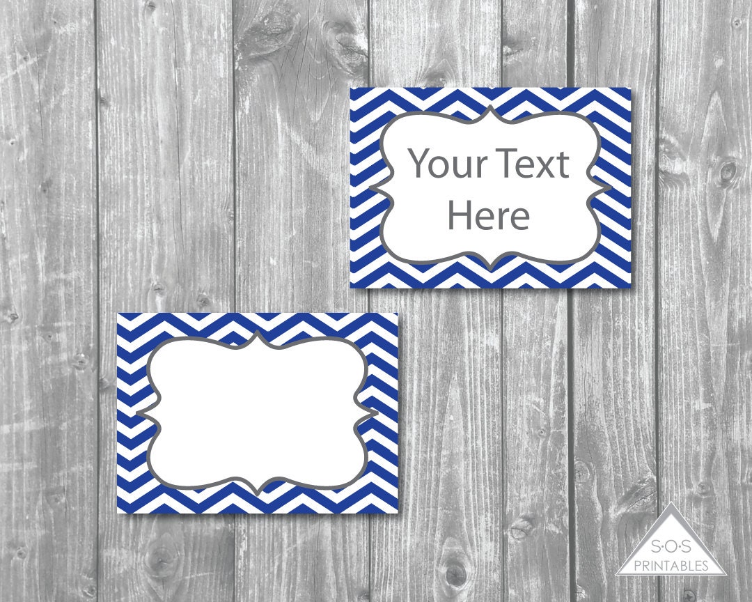 Blue Chevron Labels Editable Text Printable PDF EDITABLE