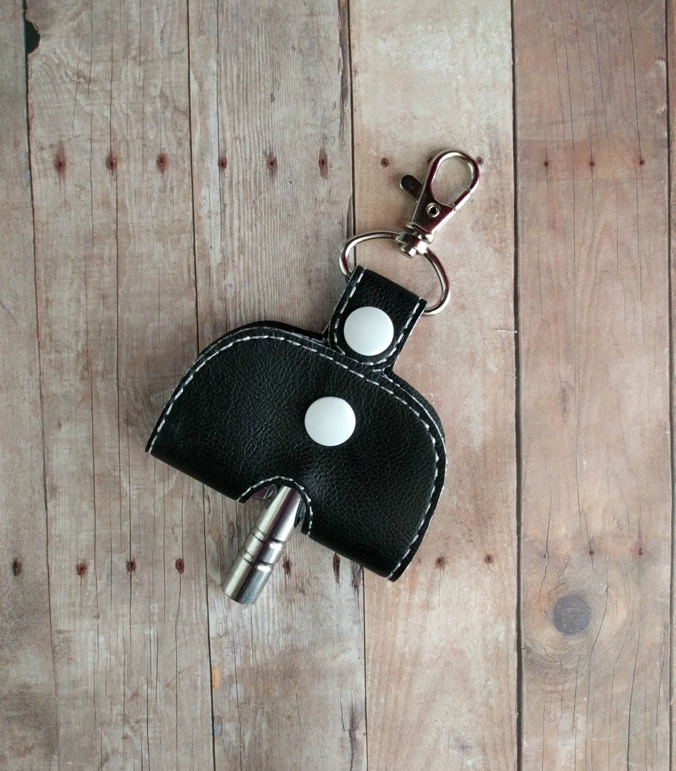 Drum Key Holder Key Chain Opens to Hold Drum Key Embroidered