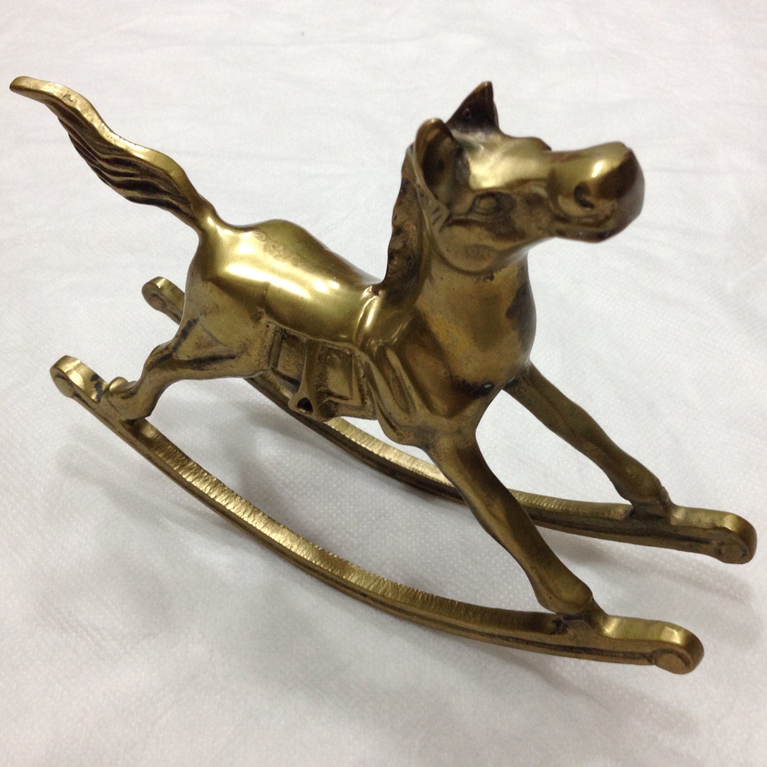 Solid Brass 7 Inch Rocking Horse India Vintage Metal Art
