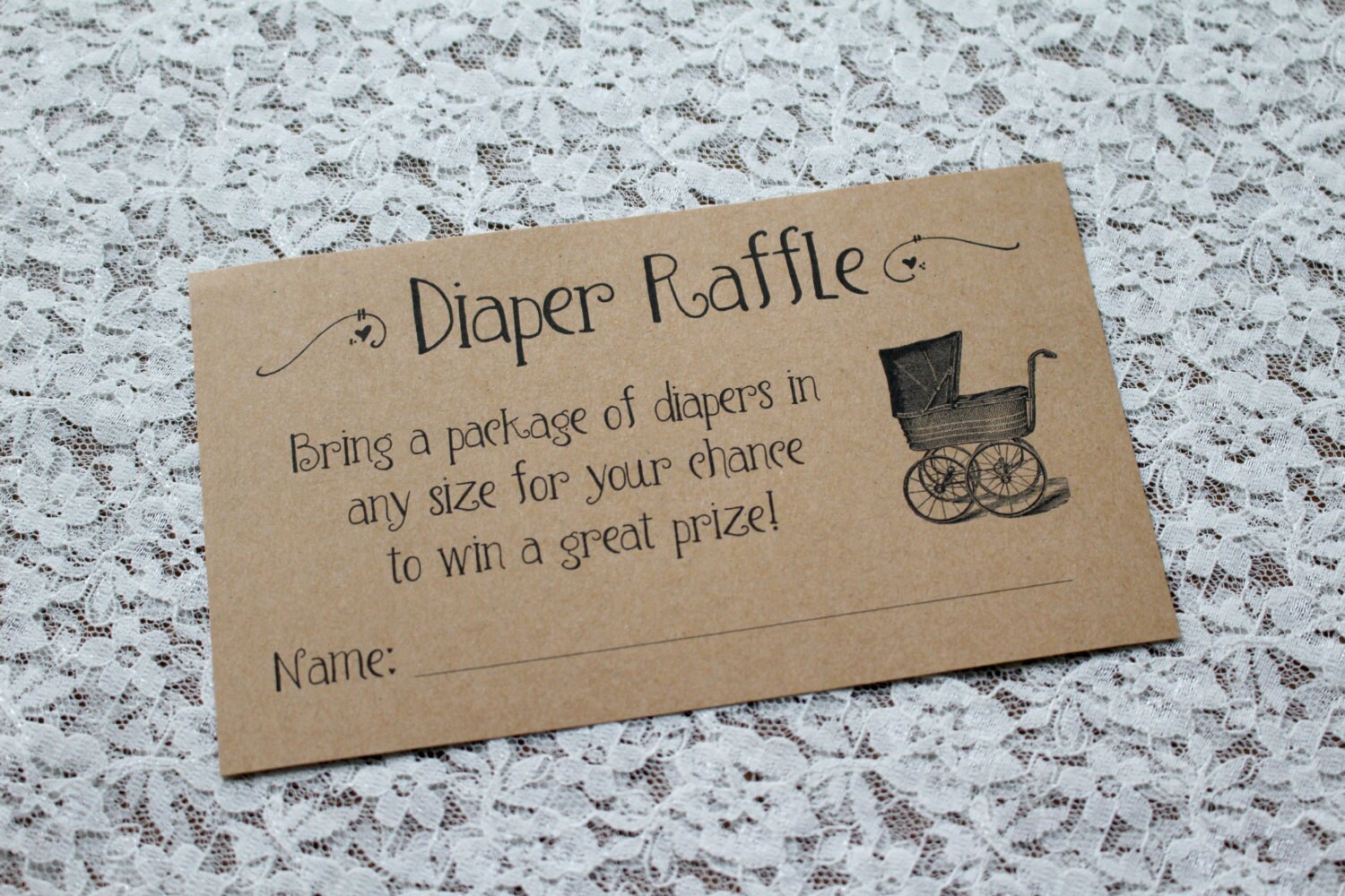 12 Rustic Vintage Diaper Raffle Cards / Kraft Card Stock
