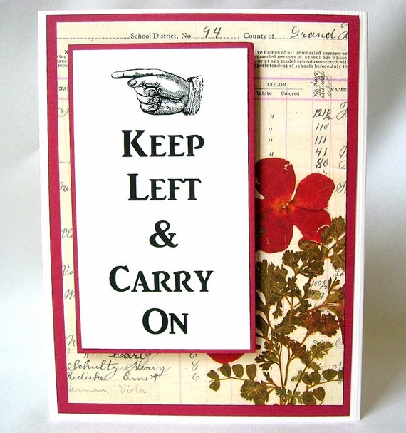 Lefty birthday card Left-handed card Keep left & carry on