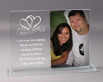 Engraved glass frame | Etsy