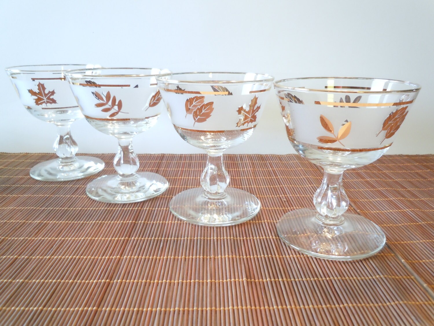 Vintage Libbey Glasses Frosted Gold Leaf Cocktail Cordial