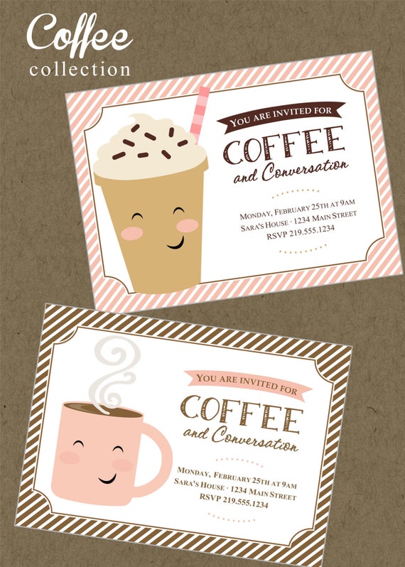Printable Invitation Coffee pink and chocolate brown moms