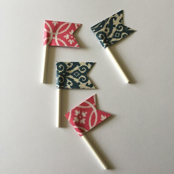 Items Similar To Vintage Cupcake Flags Navy Blue Cupcake Flags