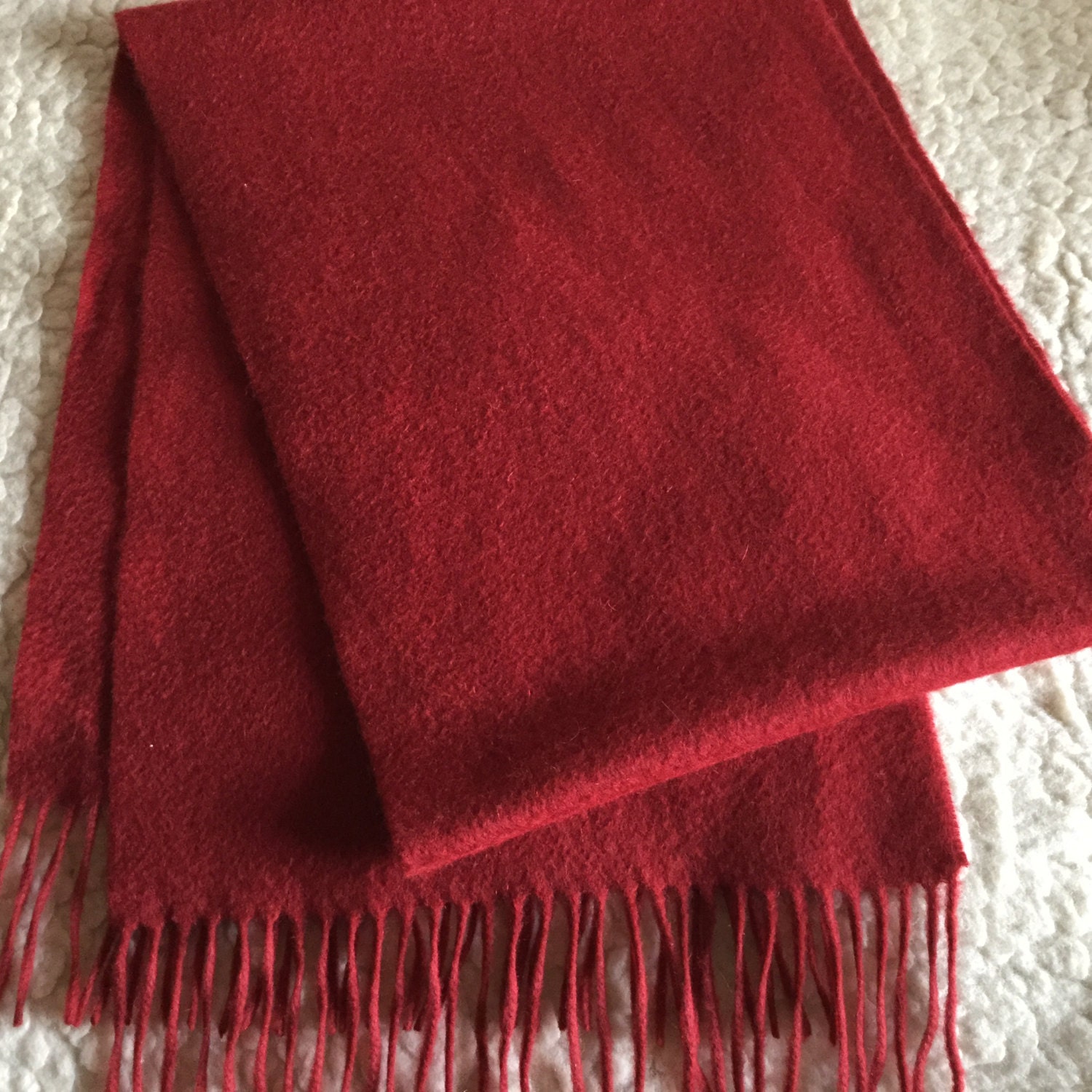 Vintage 100% cashmere cherry red scarf – Haute Juice