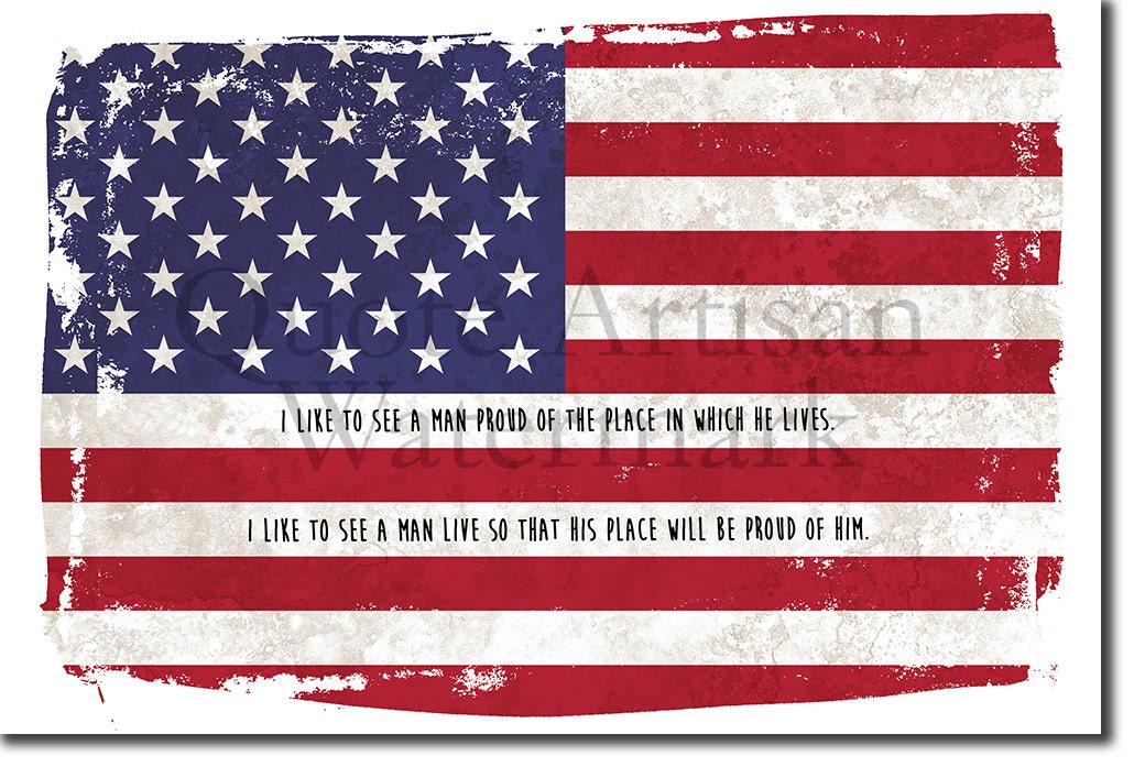 American Flag Motivational Print National Pride Quote