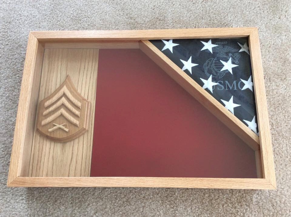 Handcrafted US Marine Corps Shadow Box oak or dark cherry