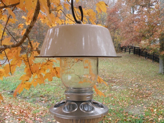 Enamel Pan with Black Trim Bird Feeder by BackwoodsBend on Etsy