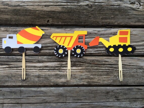 Construction Tractor Cupcake Toppers Tractor Party