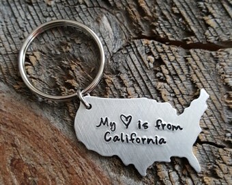 LARGE Home Keychain USA keychain State Keychain by TheLonelyMoose