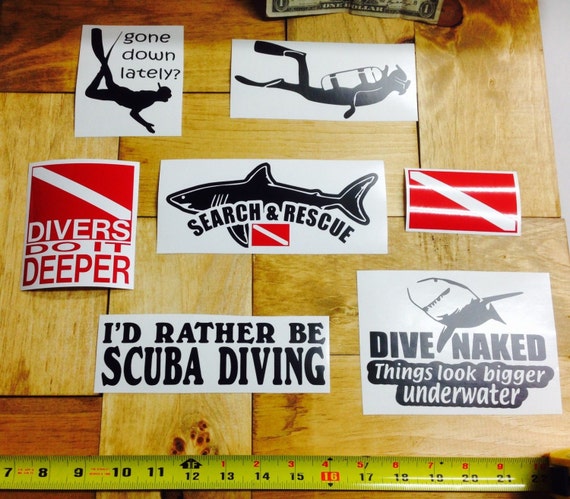 Scuba Diving Decals 7 vinyl Sticker Car window laptop dive