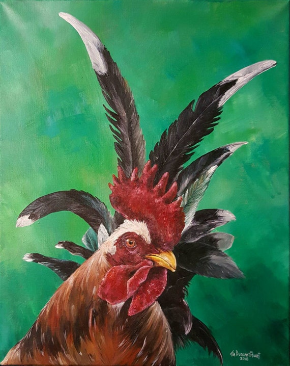Strutting Rooster acrylic painting by Tia by NewRiverRenderings