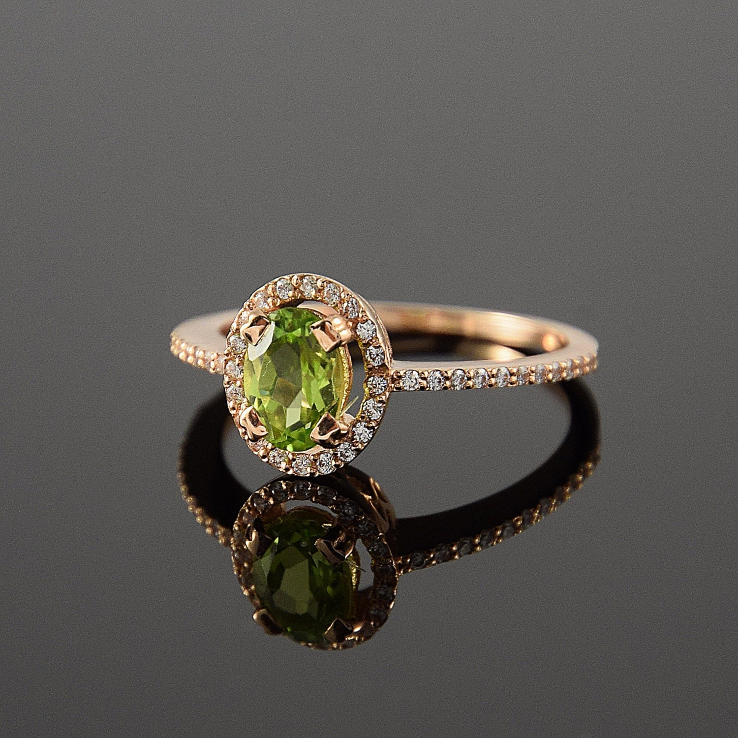 Peridot ring Gold peridot ring Promise ring Gemstone ring