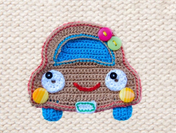 Crochet Pattern Car Applique Instant Download boys