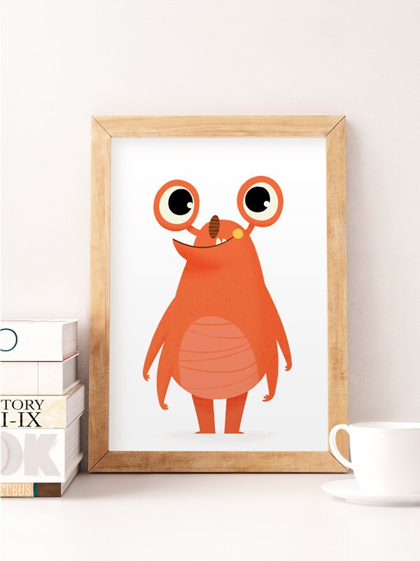 Kids room decor Nursery print Illustration monster Nursery