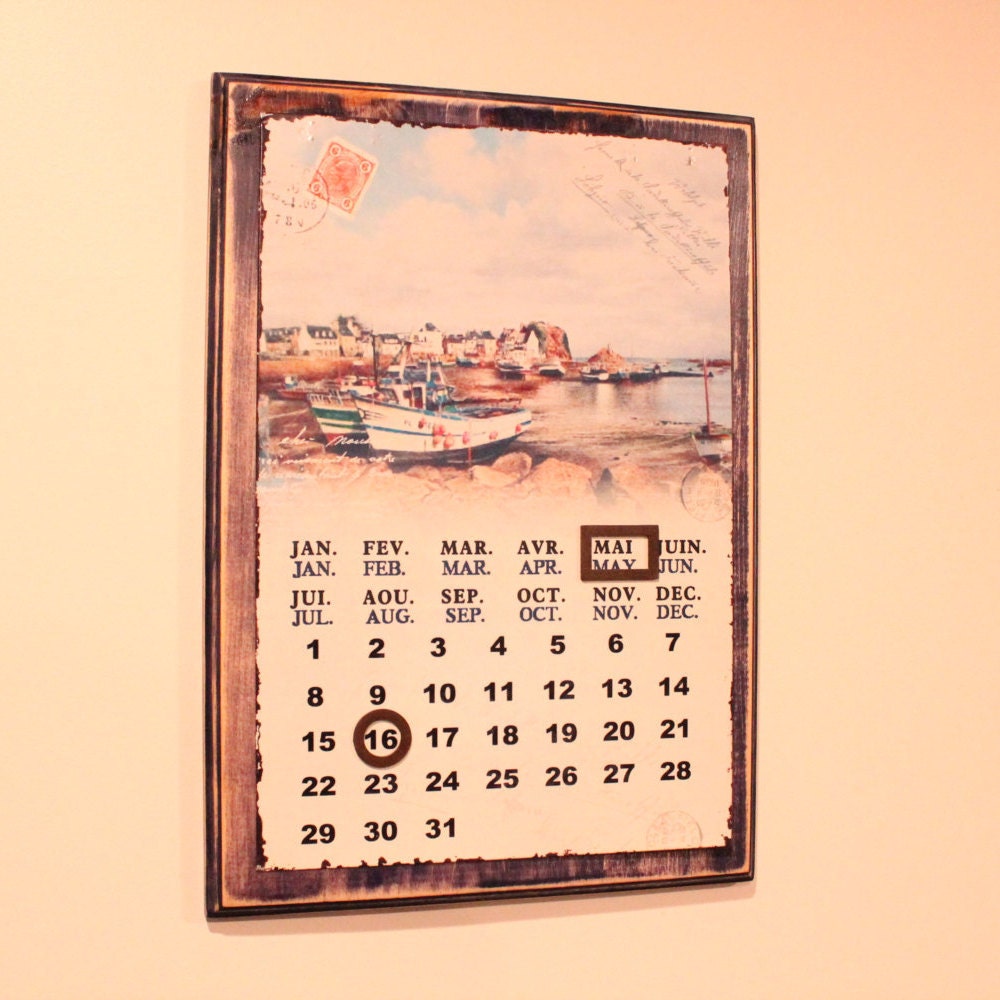 Magnetic Nautical Wall Calendar by MGDWoodworking on Etsy