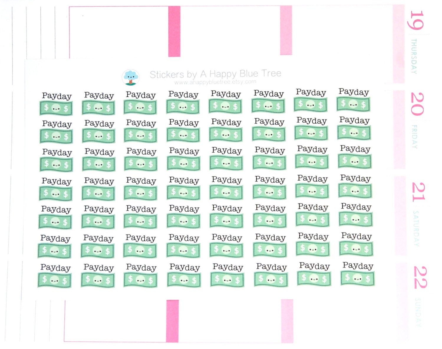 Happy Money Payday Tracker Reminder Cute Kawaii Planner