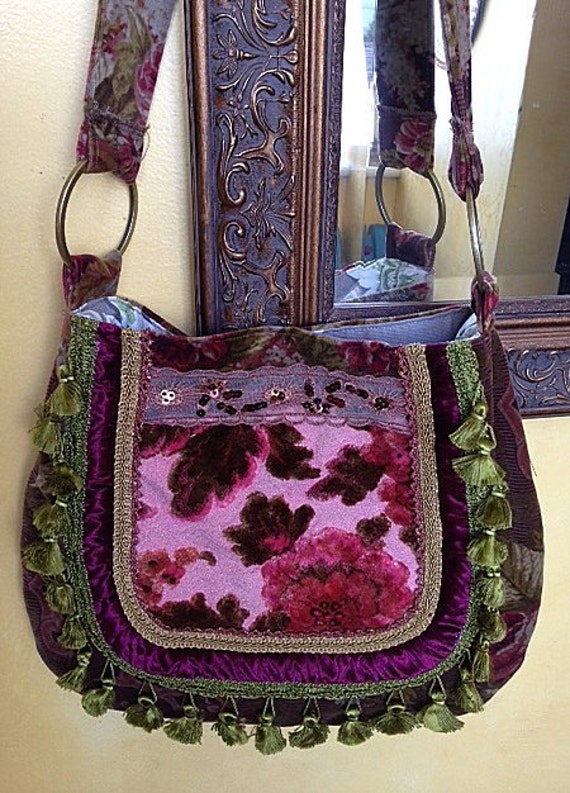 Pretty Gypsy Bag In Pinks And Greens by Justbepurses on Etsy